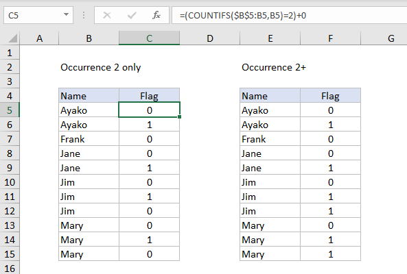Flag First Duplicate In A List Excel Formula Exceljet